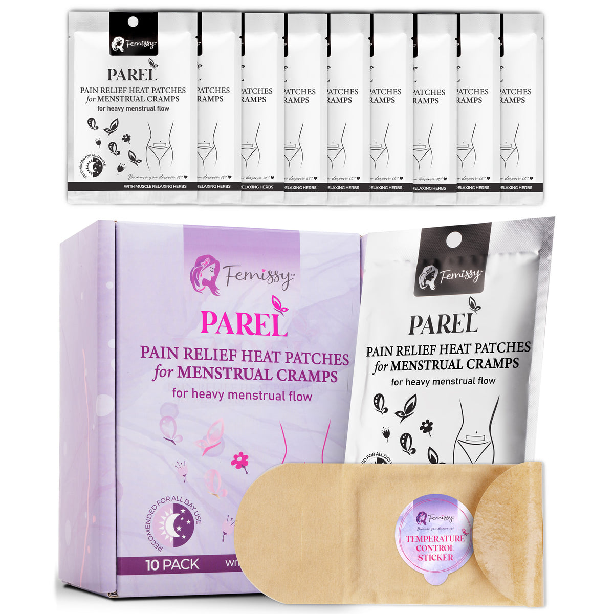 PAREL Heat Patches - Natural Period Cramp Relief (Dysmenorrhea)